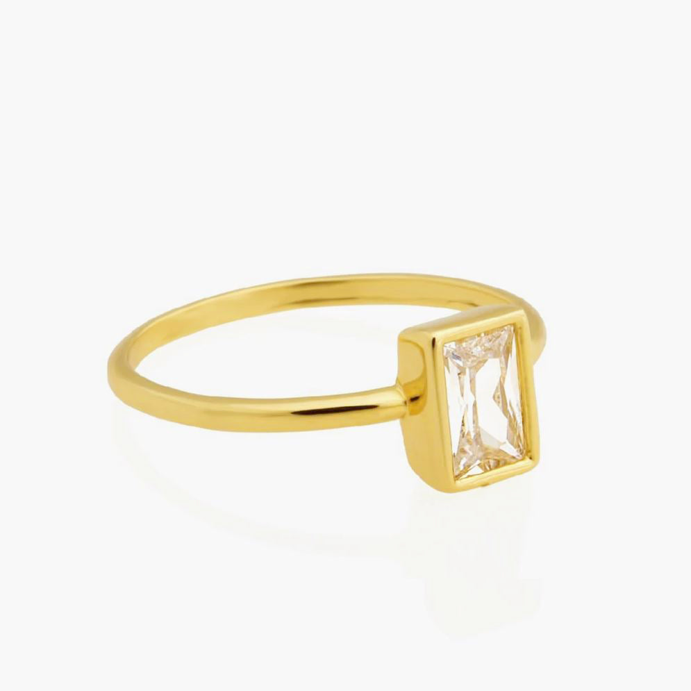 Rectangle Clear Diamond Ring | Benique